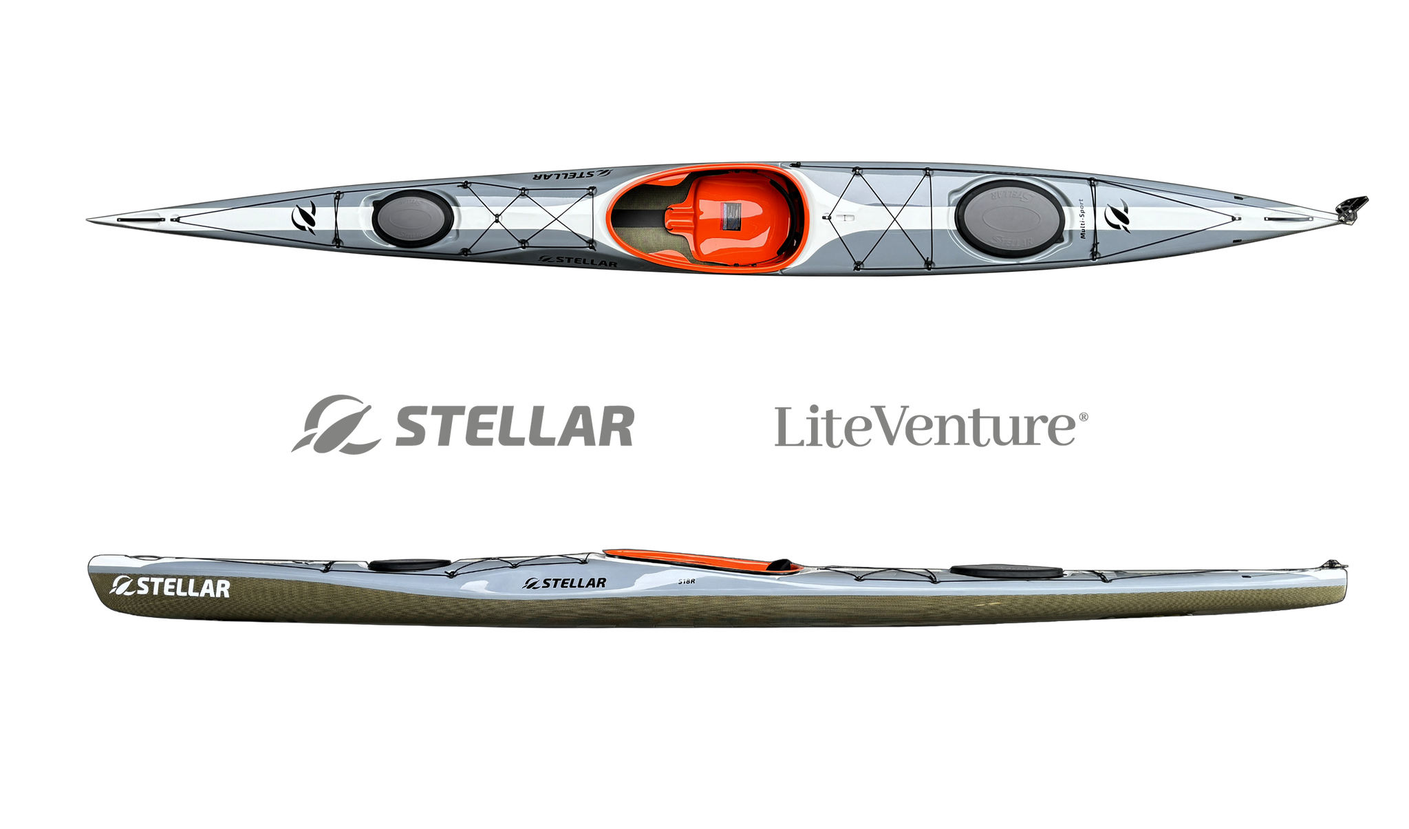 Lightweight & fast kayak: Stellar S18 R Marathonracer, grey/white