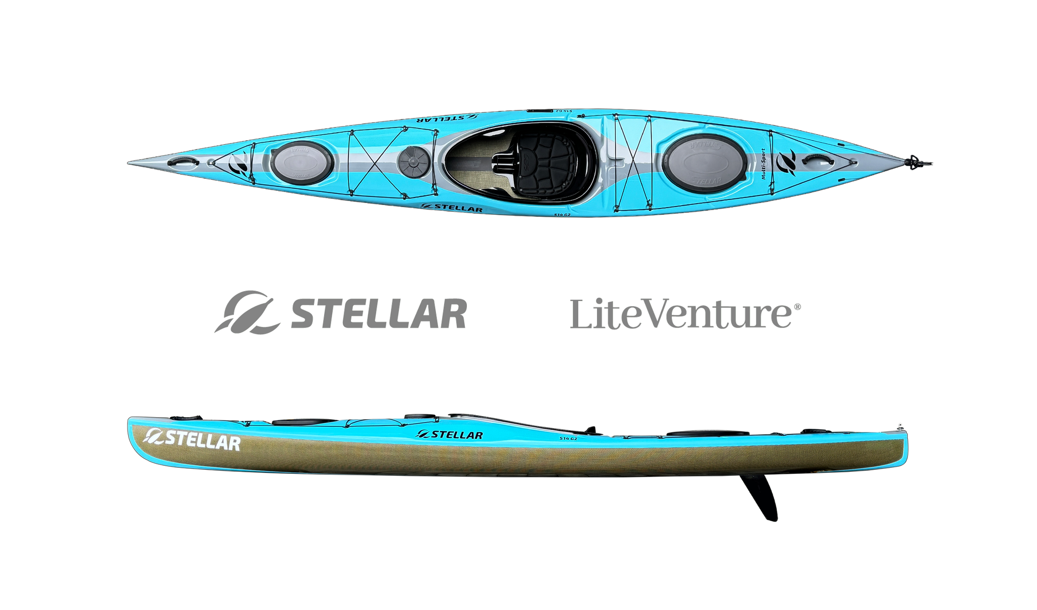 Light leisure kayak Stellar S14, light blue/grey
