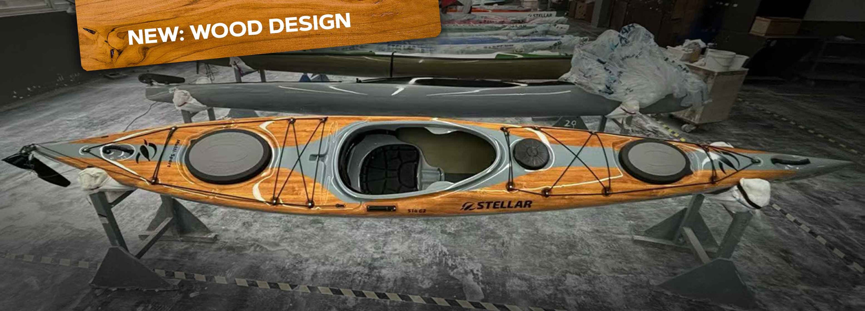 Stellar kayak with wooden deck